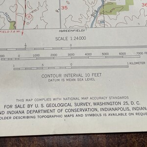 1952 Map of Ingalls, Indiana U S Geological Survey Topographic 22 X 27 ...