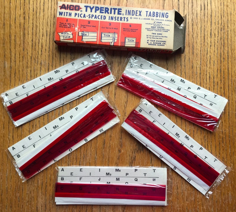 1953 Aico Typerite Index Tabbing for Typewriters ( Red Color ) - Etsy