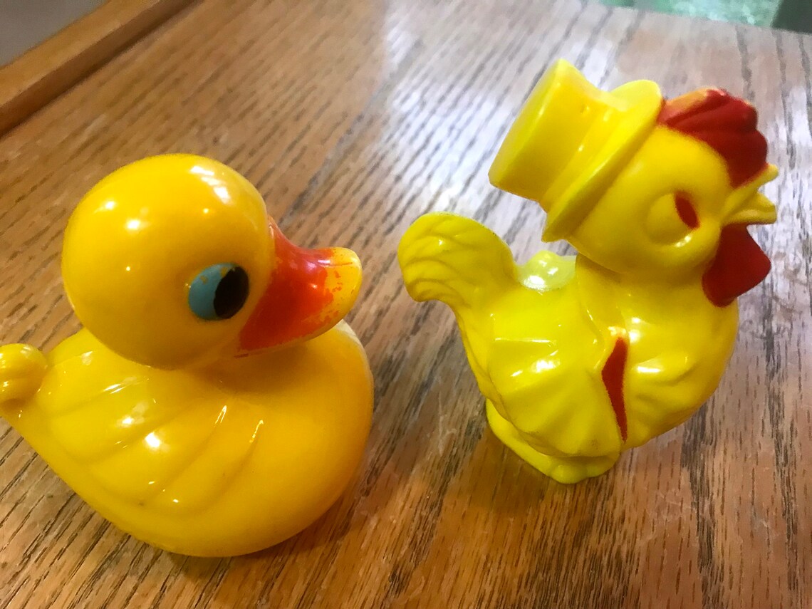 Qty of 2 Vintage Celluloid Duck and Chicken Rattle Toys - Etsy