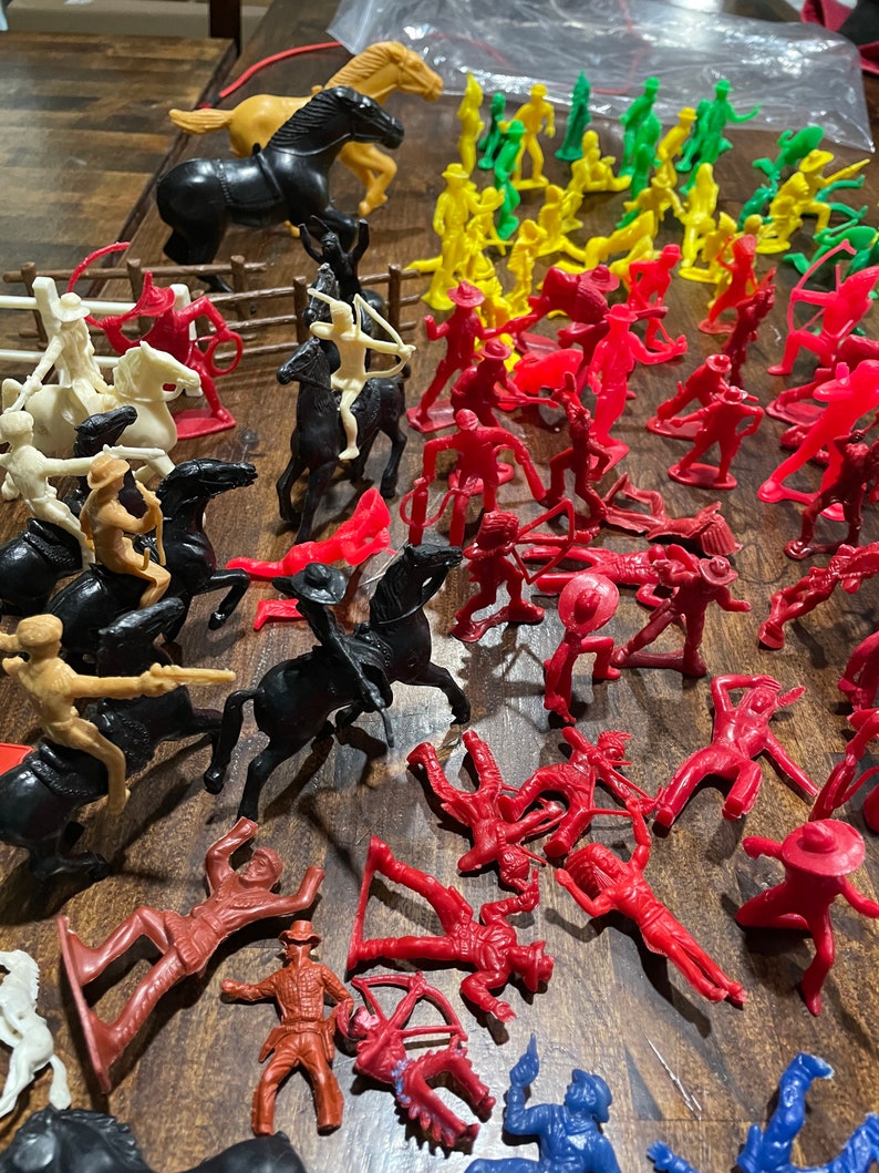 1950s Toy Plastic Horses Cowboys Indians Fence 181 Pieces - Etsy
