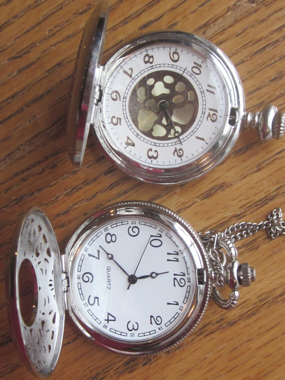 Qty of 2 Vintage Quartz See Thru Cover Pocket Watches 1970 Era | Etsy
