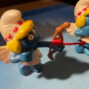1982 Smurfette Cupid With Bow and Arrow PVC Toy Figurine (qty of 2) - Etsy