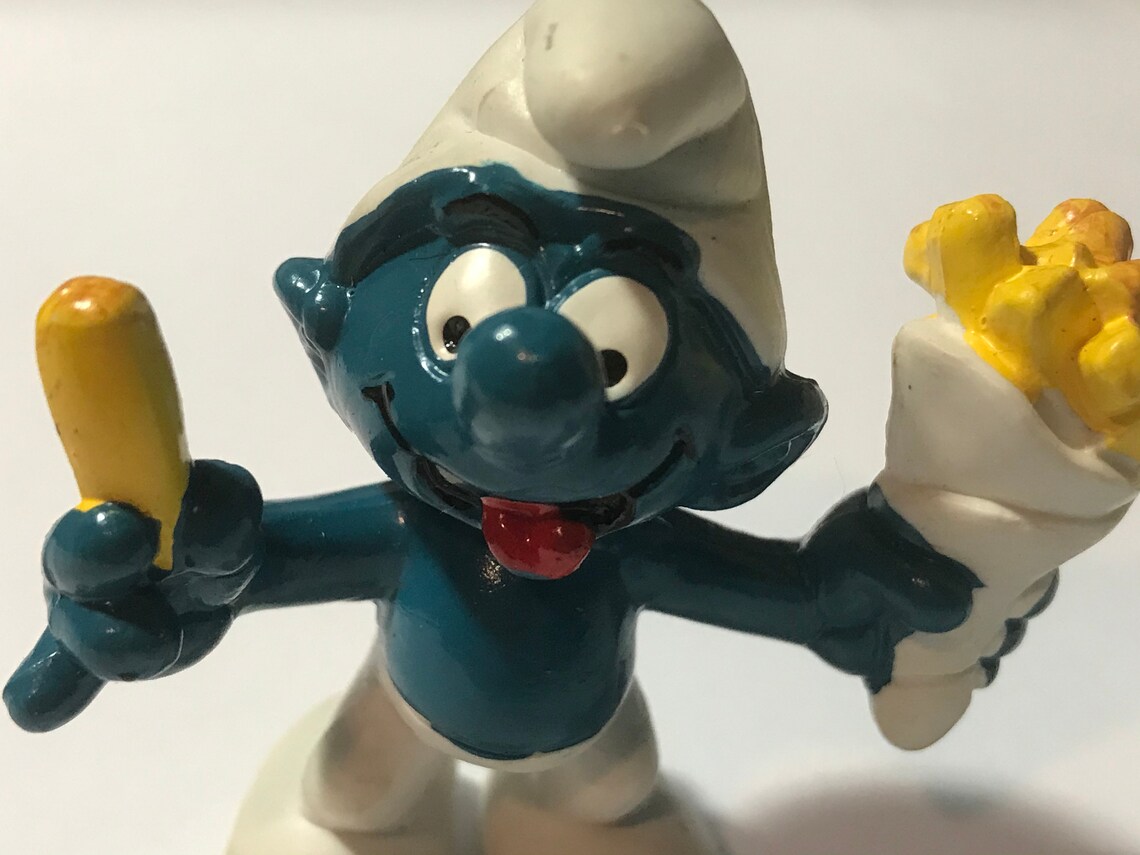 French Fry Smurf PVC Toy Figurine 1980 | Etsy