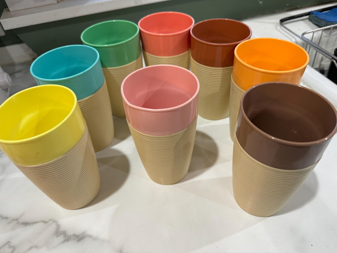 1960's Qty of 8 Raffiaware Thermo Temp Tumblers - Etsy