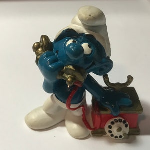 Telephone Smurf PVC Toy Figurine 1980 - Etsy