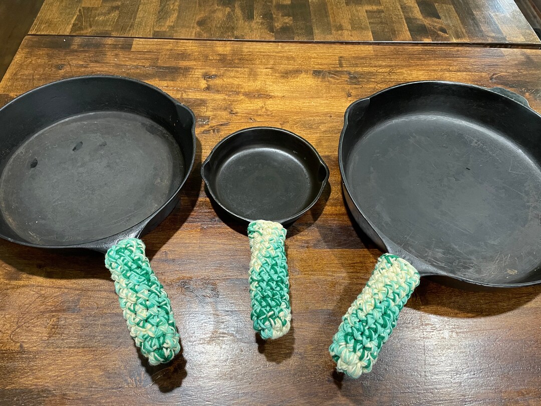 Hot Pad Handle Covers for Cast Iron Skillets Qty of 3 (green and White ...