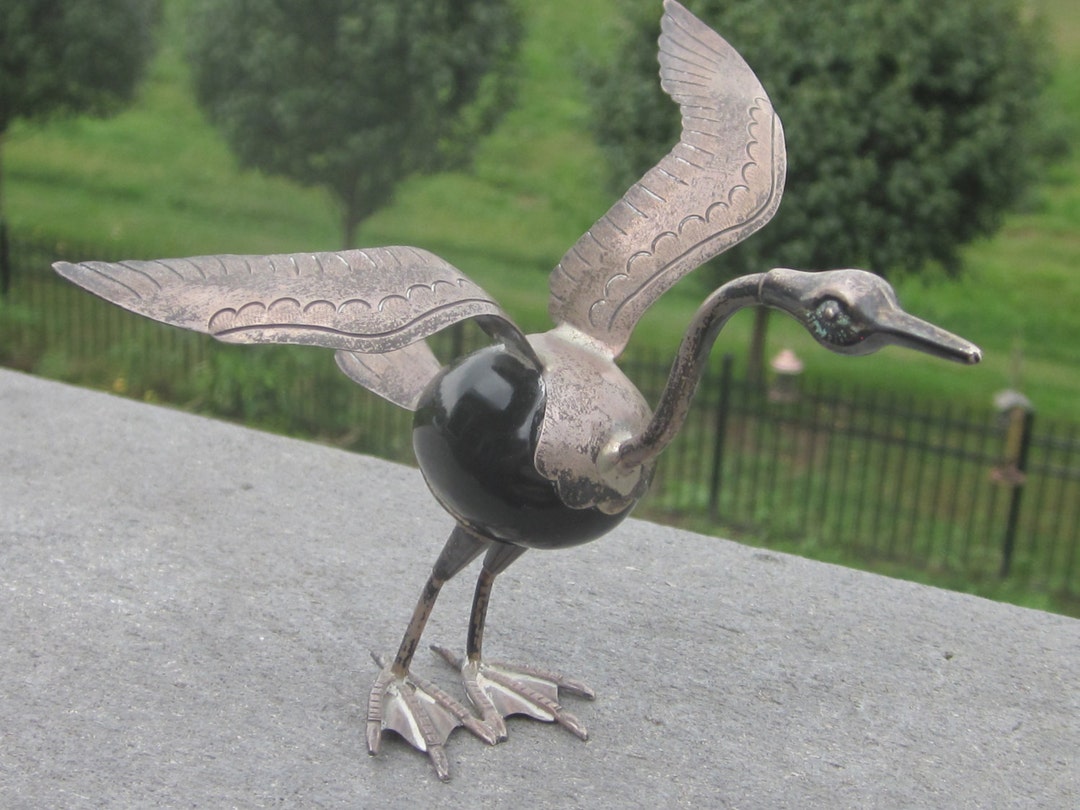 Vintage Rare Sterling Silver and Black Onyx Body Bird Figurine 1940 Era ...