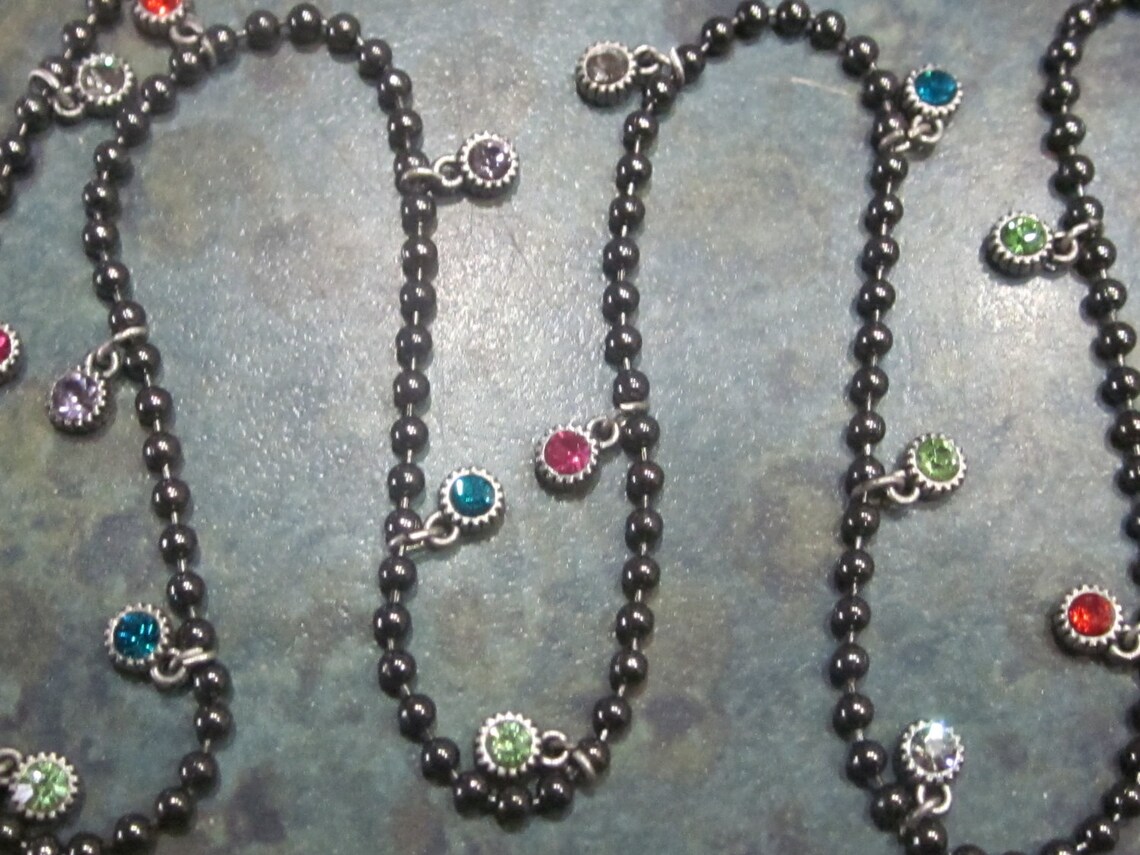 Multi Color Rhinestone 17 Inch Necklace - Etsy