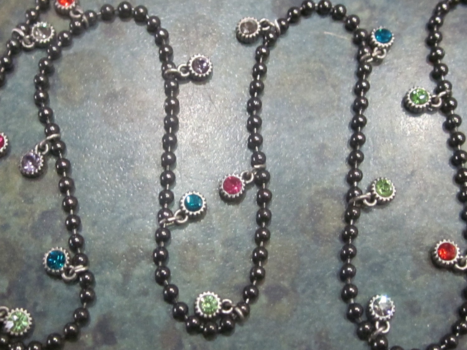 Multi Color Rhinestone 17 Inch Necklace - Etsy