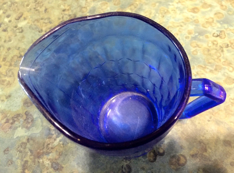 Cobalt Blue Depression Glass Honeycomb Pattern Cream Pitcher | Etsy