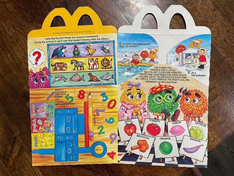 Rare 1989 Mcdonalds Funny Fry Friends Happy Meal Box - Etsy