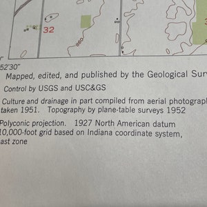 1952 Map of Ingalls, Indiana U S Geological Survey Topographic 22 X 27 ...