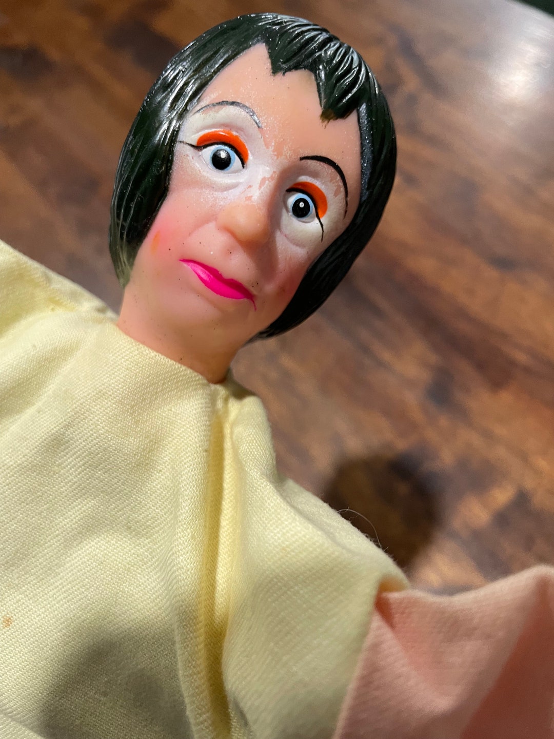 1950's Rubber Head Cloth Body Black Hair Girl Hand Finger Puppet - Etsy