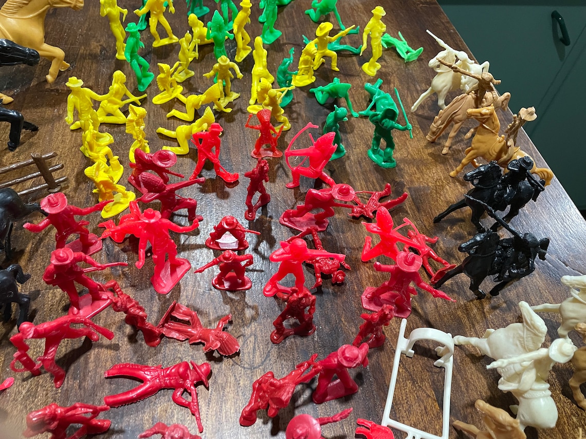 1950s Toy Plastic Horses Cowboys Indians Fence 181 Pieces - Etsy