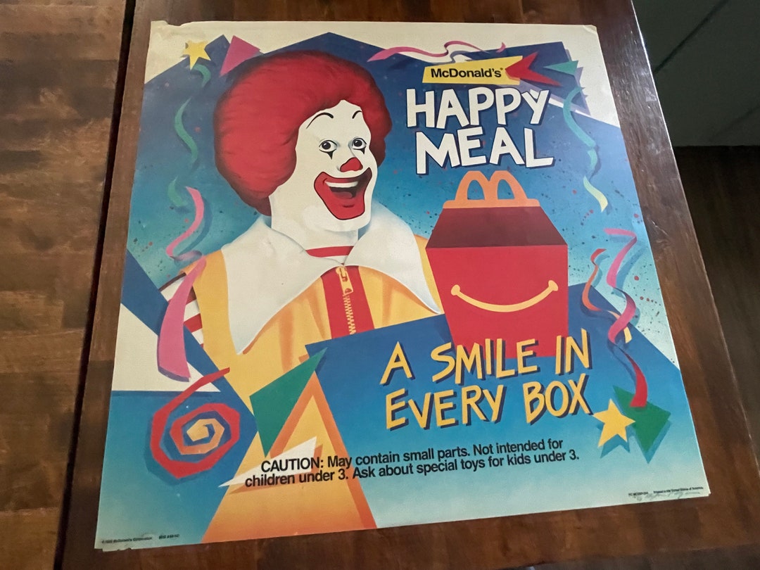 1989 Very Rare Mcdonalds Happy Meal A Smile in Every Box Translite ...