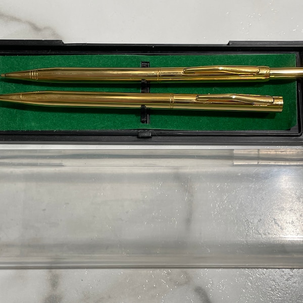 Gold Cross Pen and Pencil Set - Etsy