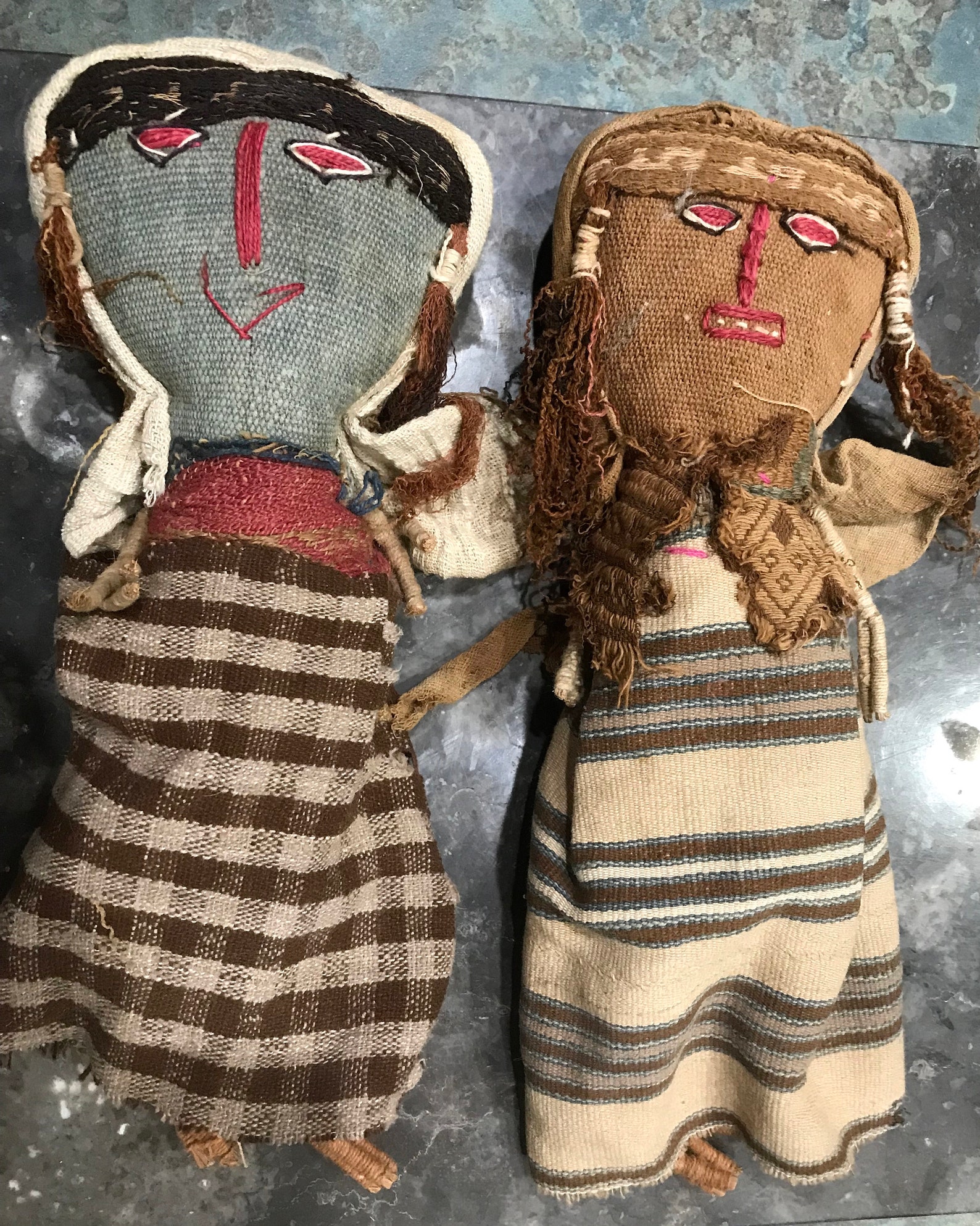 Antique Rare Lot of 2 Peru Inca Chancay Burial Dolls Ancient Textiles ...