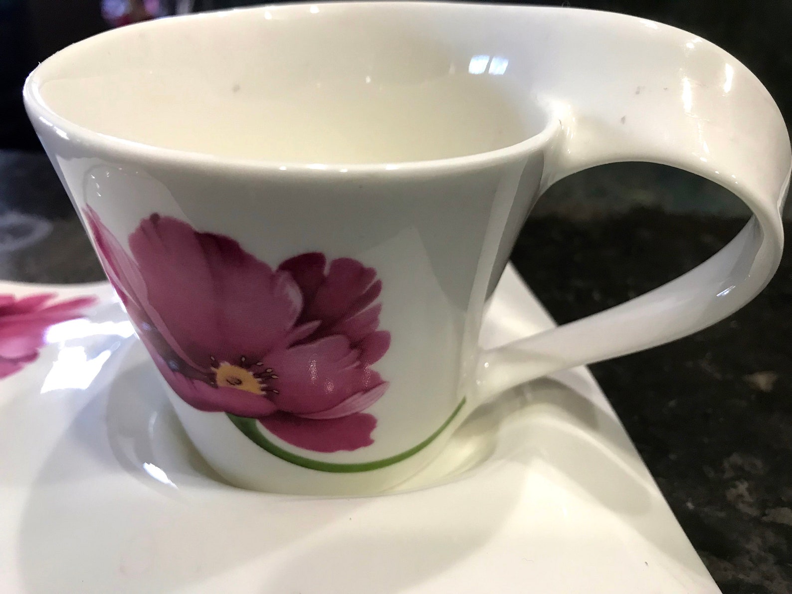 Vintage Royal Elfreda Fine Porcelain Unusual Pink Poppy Tea Cup & Snack ...