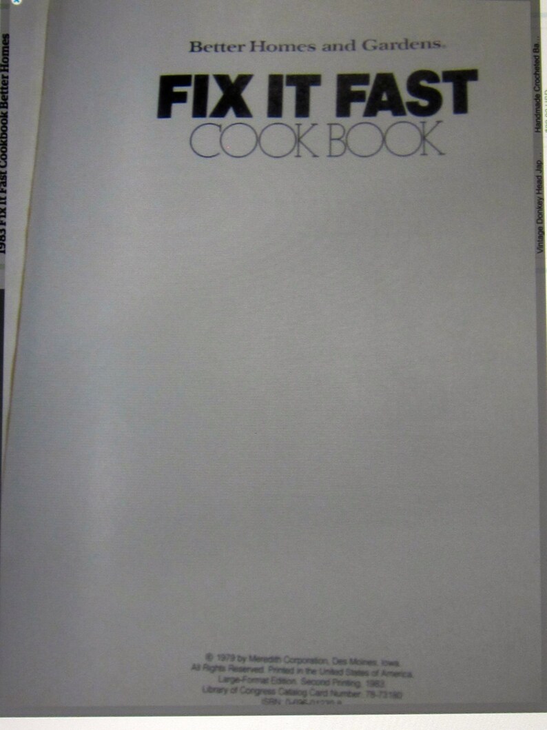 1983 Fix It Fast Cookbook Better Homes and Gardens - Etsy