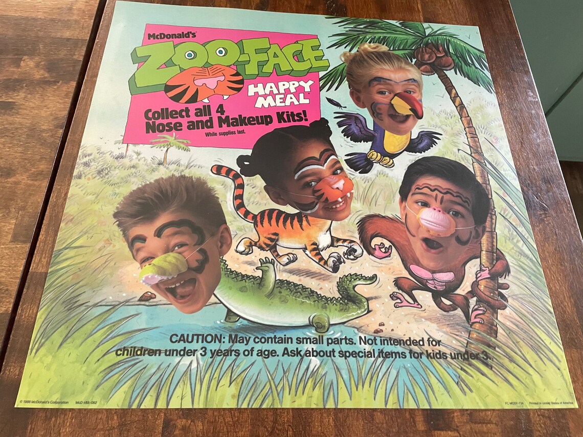 1988 Rare Mcdonalds Zoo Face Translite - Etsy
