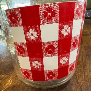 1950's Red Tablecloth Floral Plaid Design Water Pitcher - Etsy