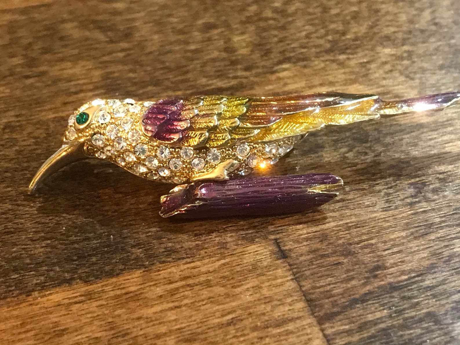 Vintage Crystals and Enamel Bird Lapel Pin or Brooch | Etsy