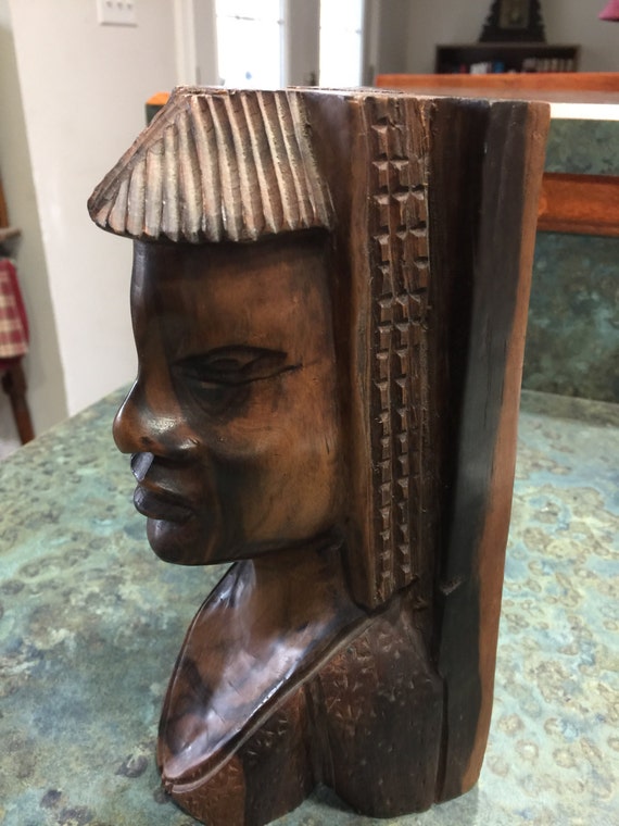 Asian Man Carved Sculpture Head and Bust - Etsy