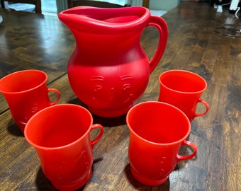 1970's Kool-aid Man Pitcher and 4 Cups - Etsy