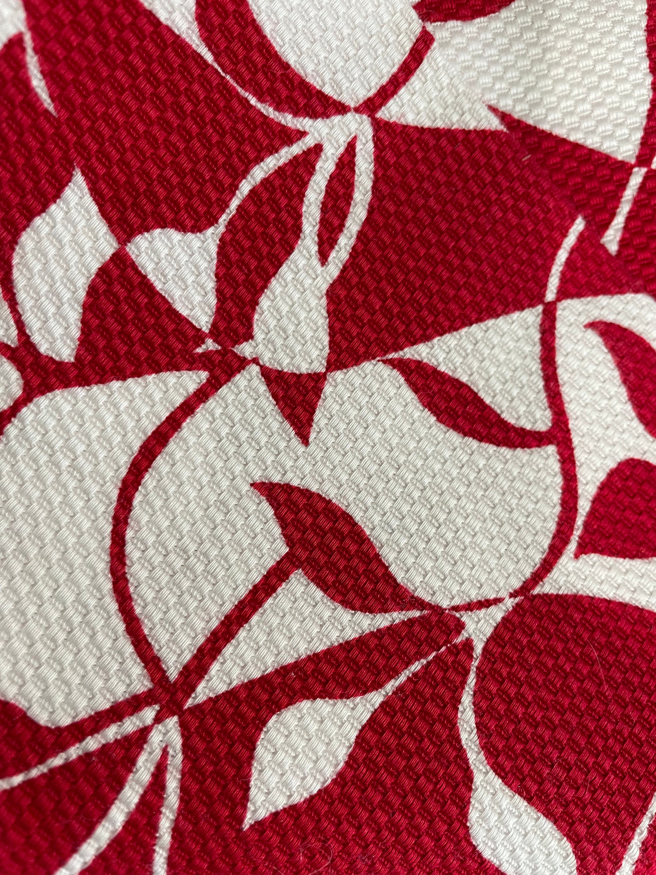Red & White Leaf Pattern Fabric 172 Wide X 172 - Etsy UK