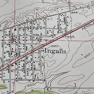 1952 Map of Ingalls, Indiana U S Geological Survey Topographic 22 X 27 ...