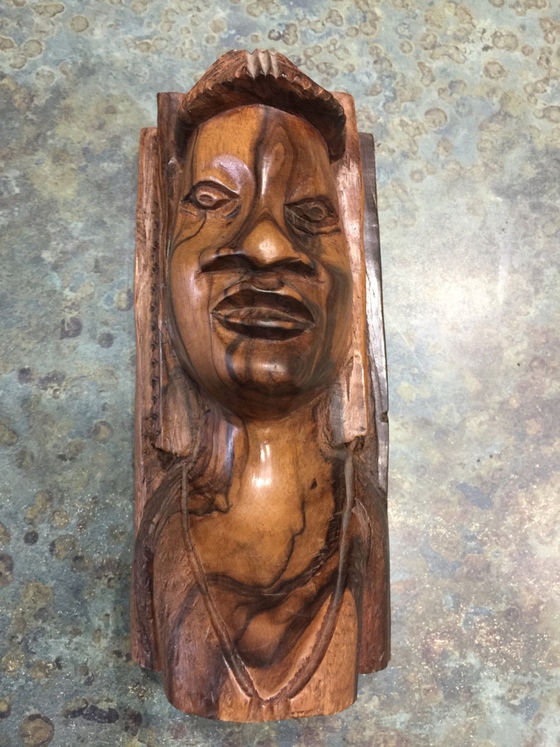 Asian Man Carved Sculpture Head and Bust | Etsy