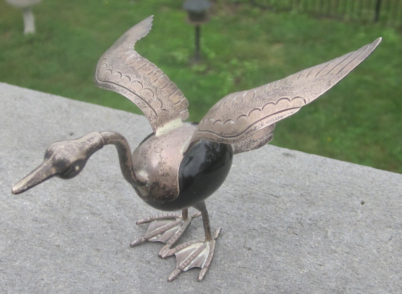 Vintage Rare Sterling Silver and Black Onyx Body Bird Figurine - Etsy