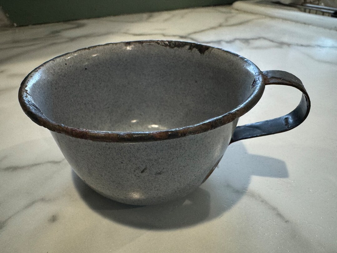 1930's Gray Graniteware Enamelware Coffee Cup Use for Planter - Etsy