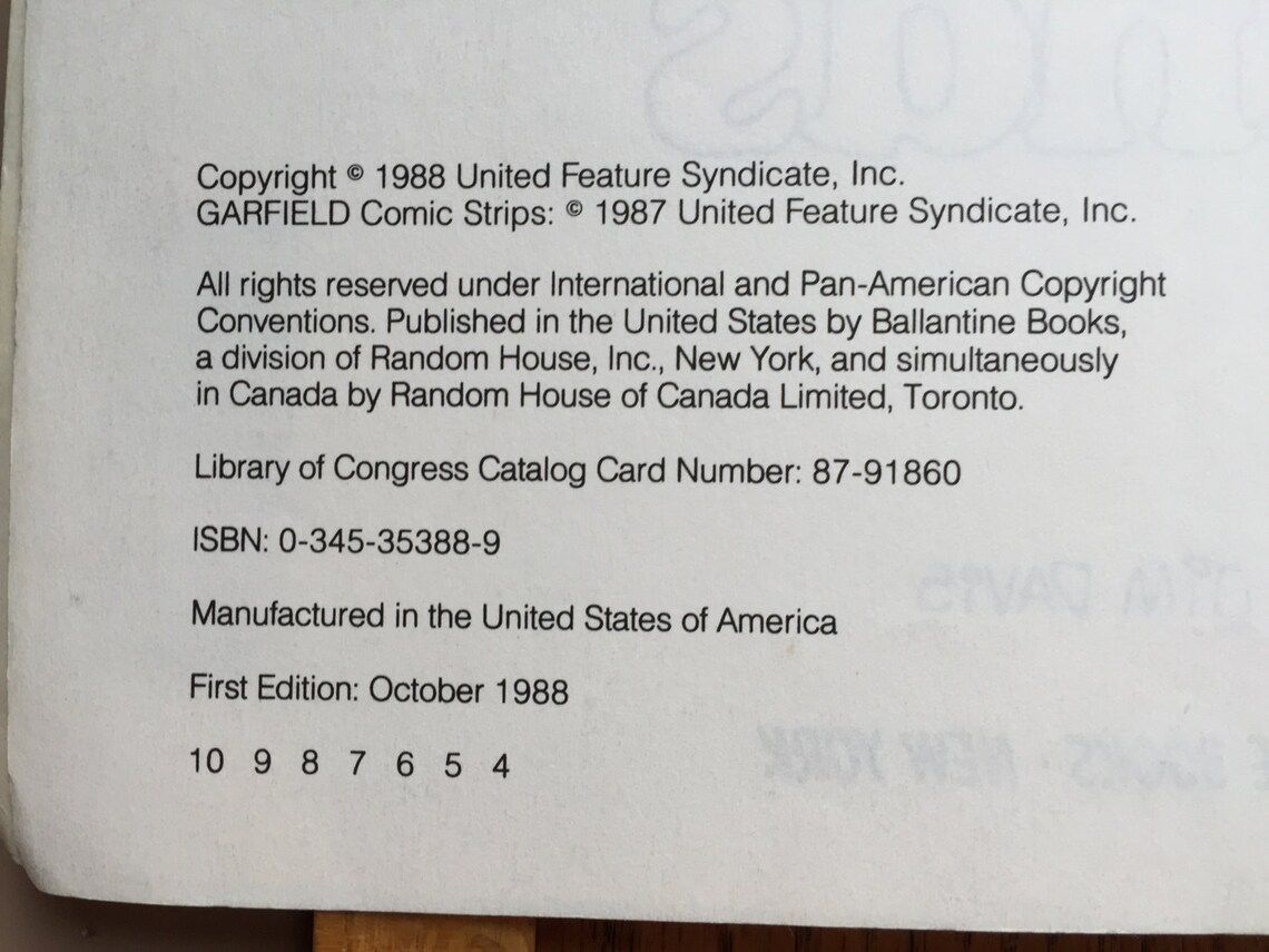 1988 First Edition Garfield Rounds Out 16th Book - Etsy