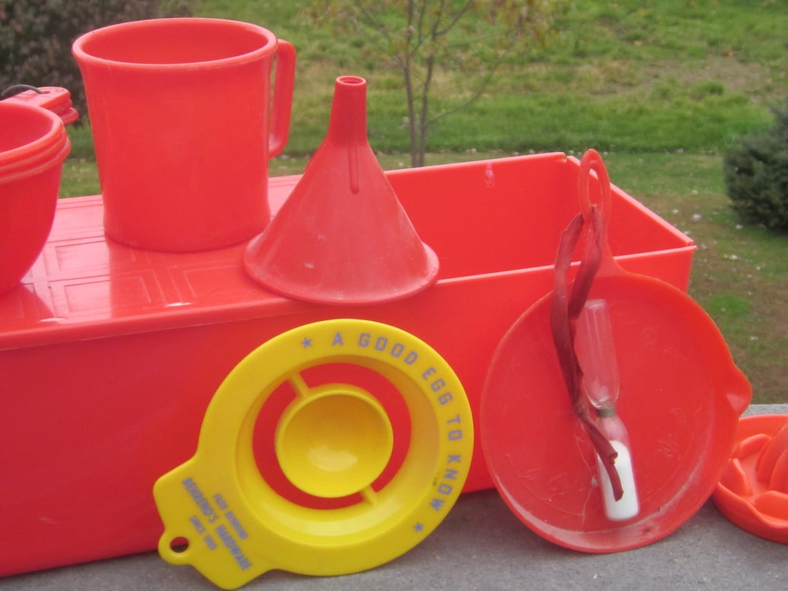 Vintage Red Plastic Kitchen Collectibles Large Quantity | Etsy