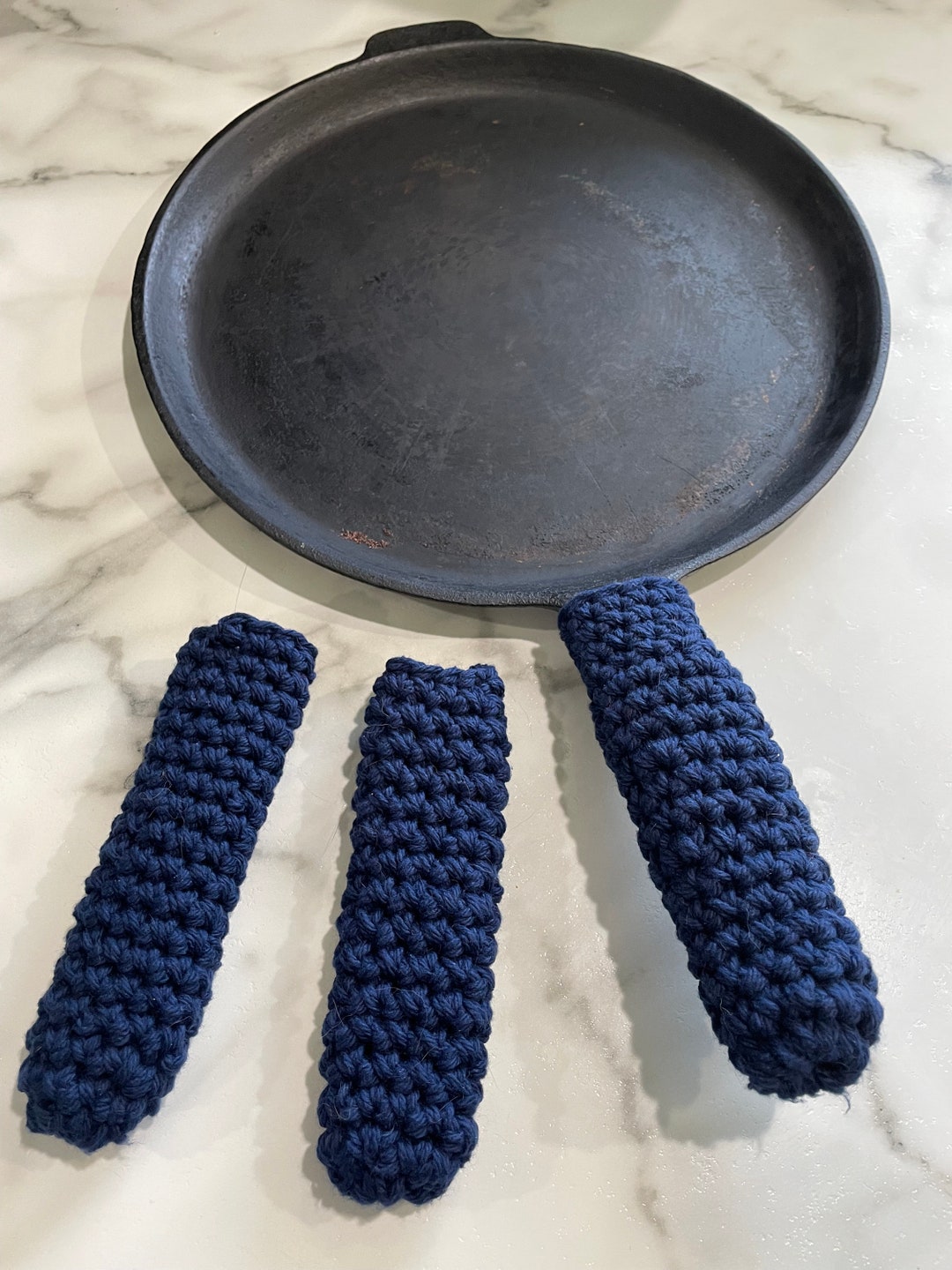 Cast Iron Skillet Hot Pad Handle Covers Qty of 3 (navy Blue) - Etsy