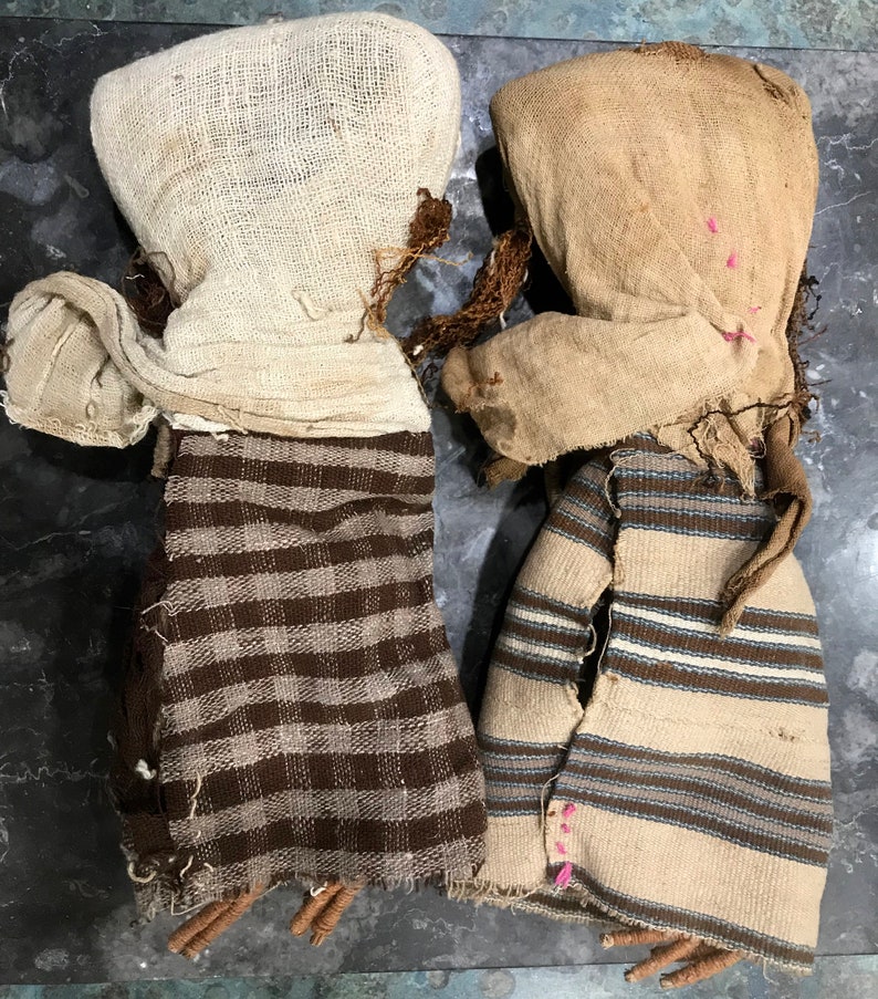 Antique Rare Lot of 2 Peru Inca Chancay Burial Dolls Ancient Textiles ...