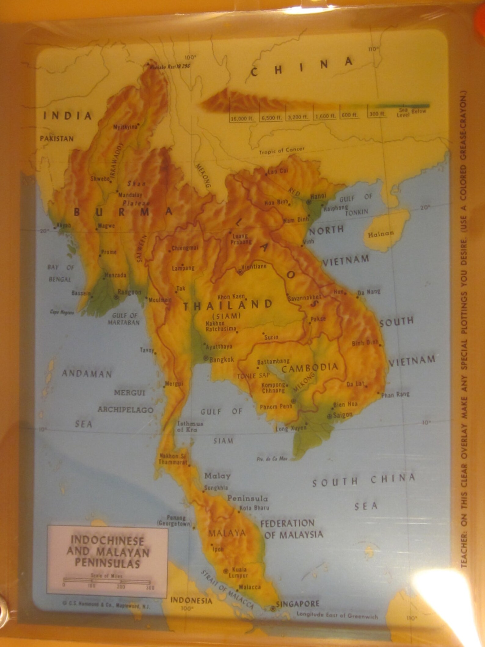 1969 Hammond Transparency Map of Indochinese & Malayan - Etsy