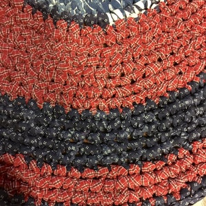 Handmade Rag Rug 33 Inch Diameter Red, Navy Blue - Etsy
