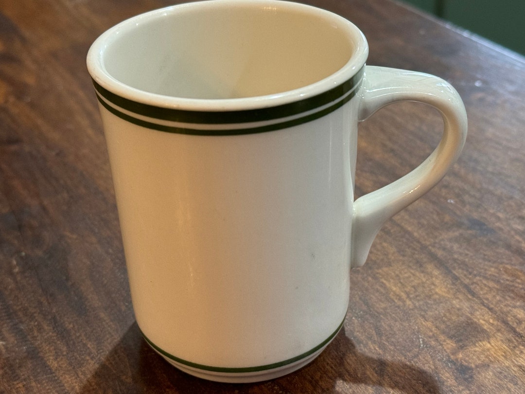 1970's Meyer China No 381 Green Stripe Restaurant Mug (tiny MFG Flaw ...