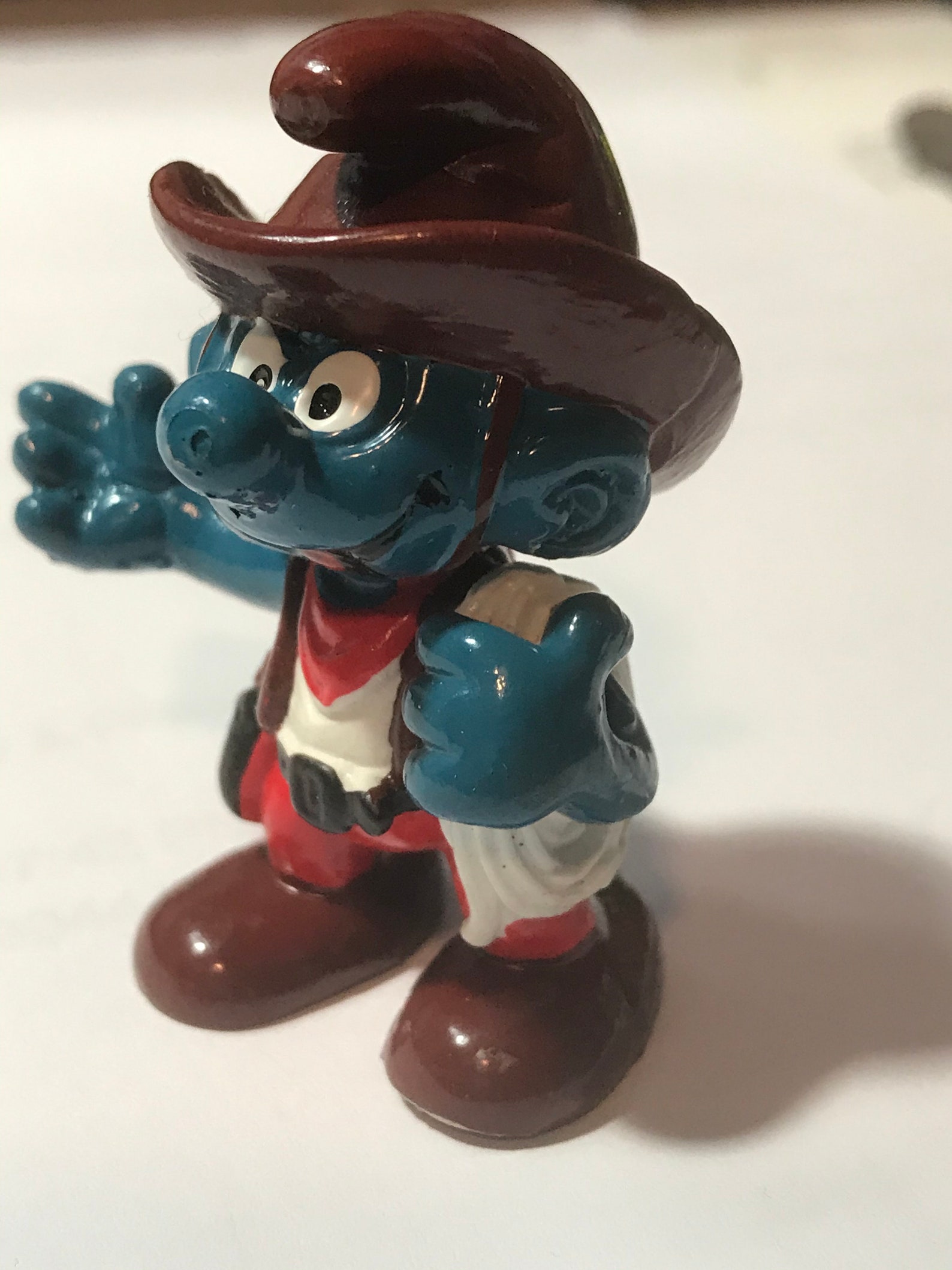 Smurf Cowboy With Rope PVC Toy Figurine 1981 - Etsy