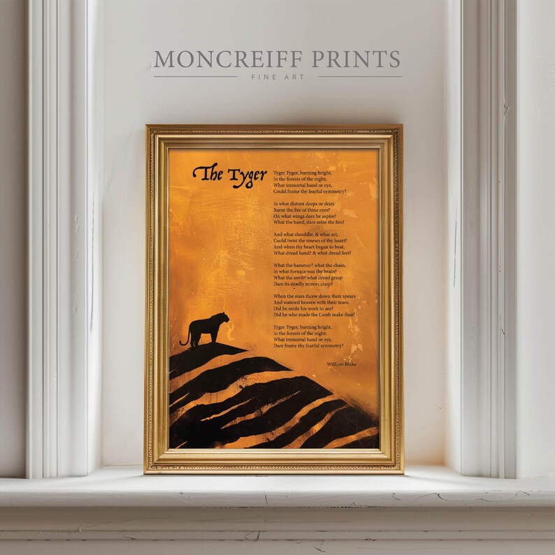 The Tyger Poem Print – William Blake Poetry Wall Art, Literary Quote ...