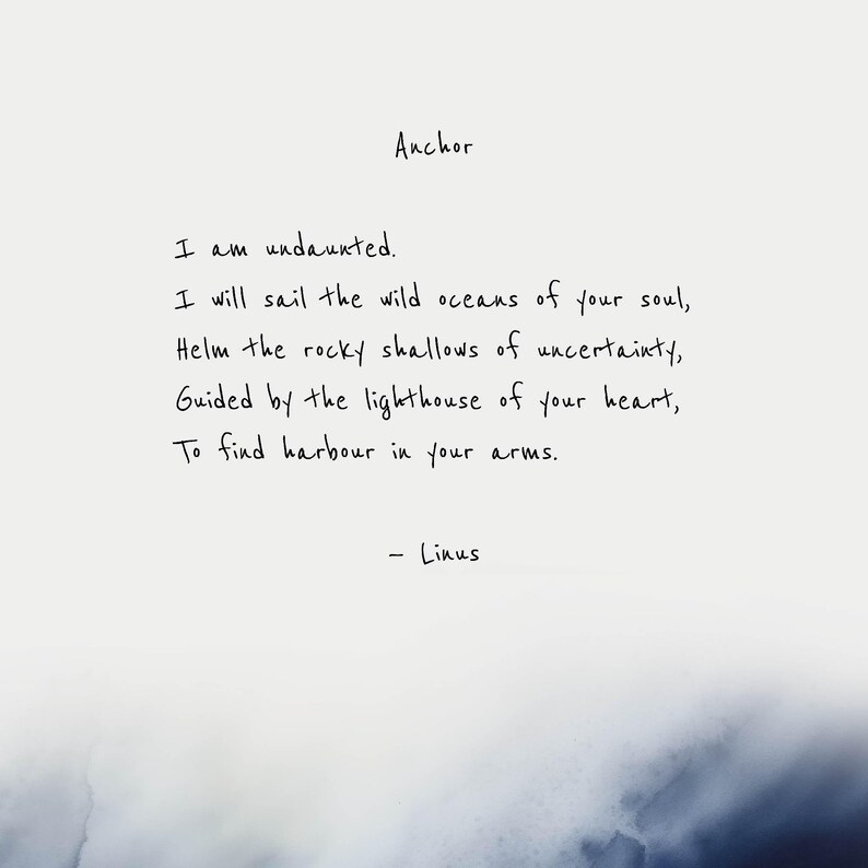 Poetry Wall Art, Original Love Poem With Watercolour Painting, Ocean ...