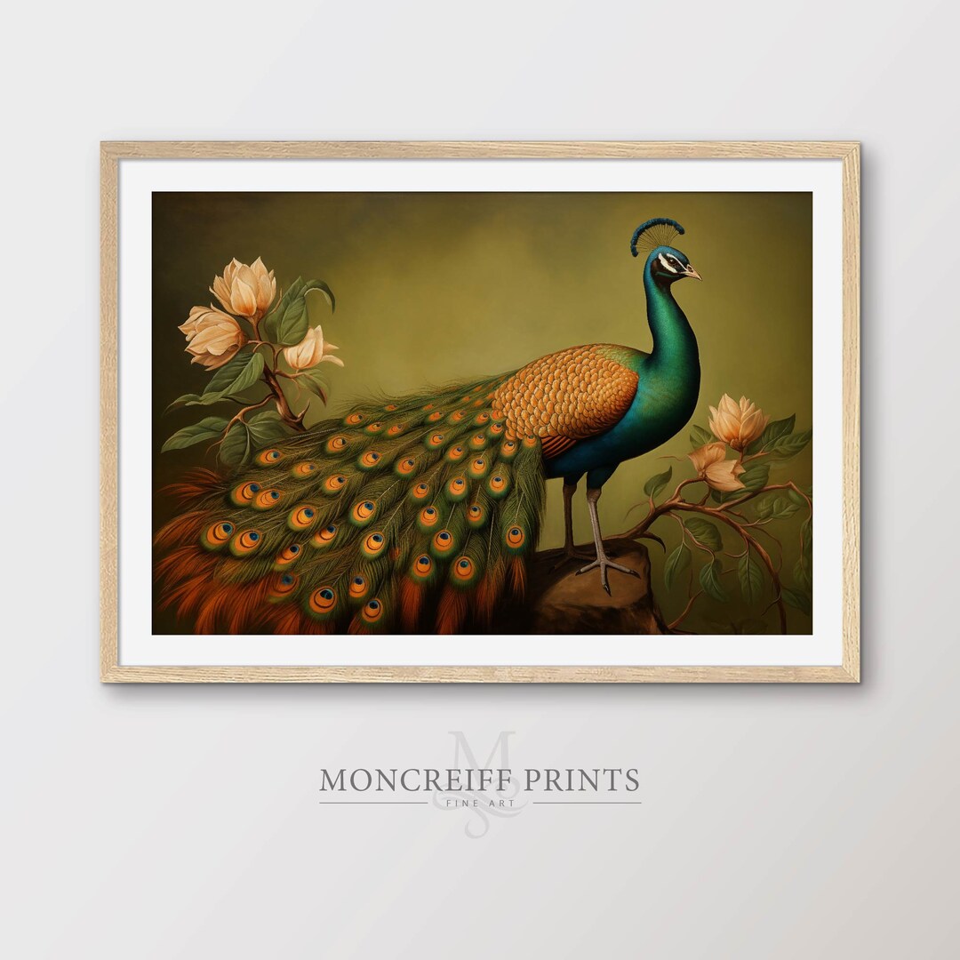 Peacock Painting Art Print: Elegant Bird, Nature Wall Decor (digital ...