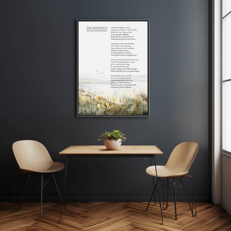 William Wordsworth 'the Daffodils' Poem Wall Art, Illustrated Poem ...