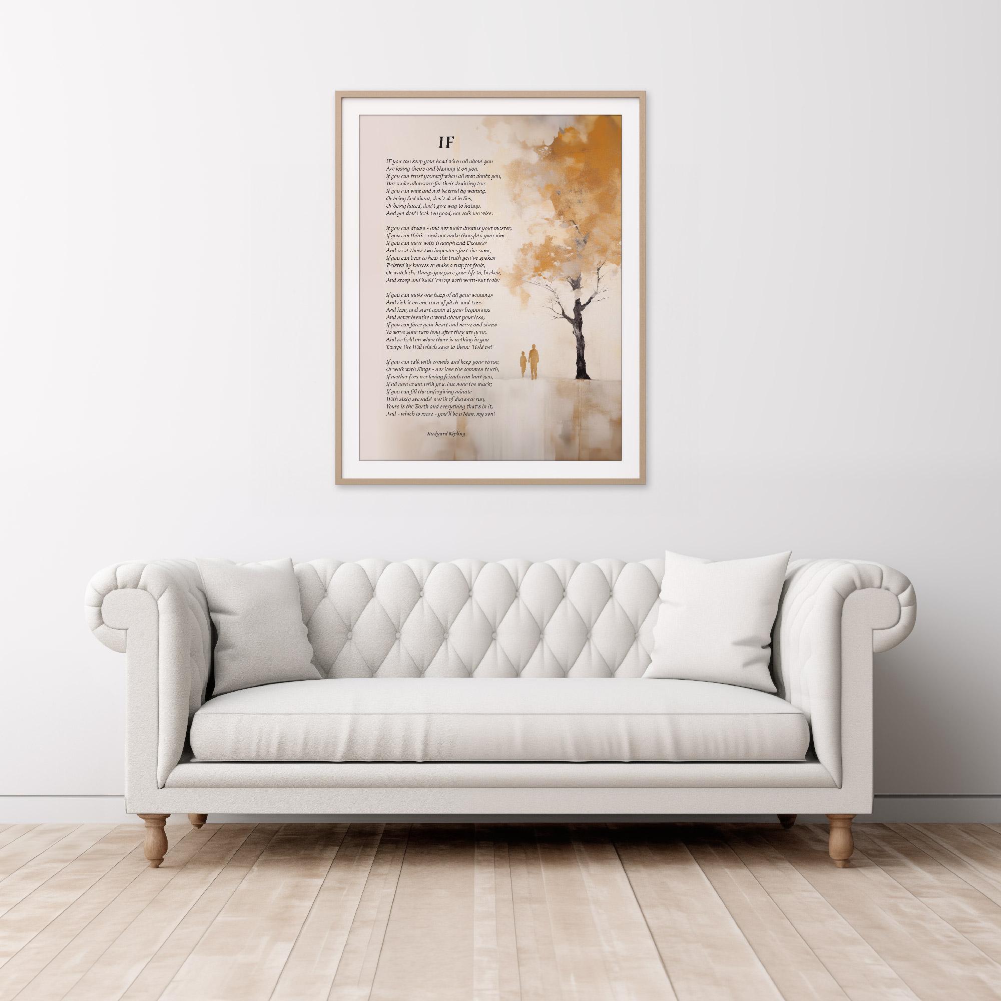 If Poem Art Print by Rudyard Kipling, Illustrated Poem, Inspirational ...