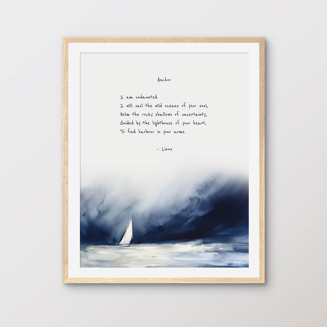 Poetry Wall Art, Original Love Poem With Watercolour Painting, Ocean ...