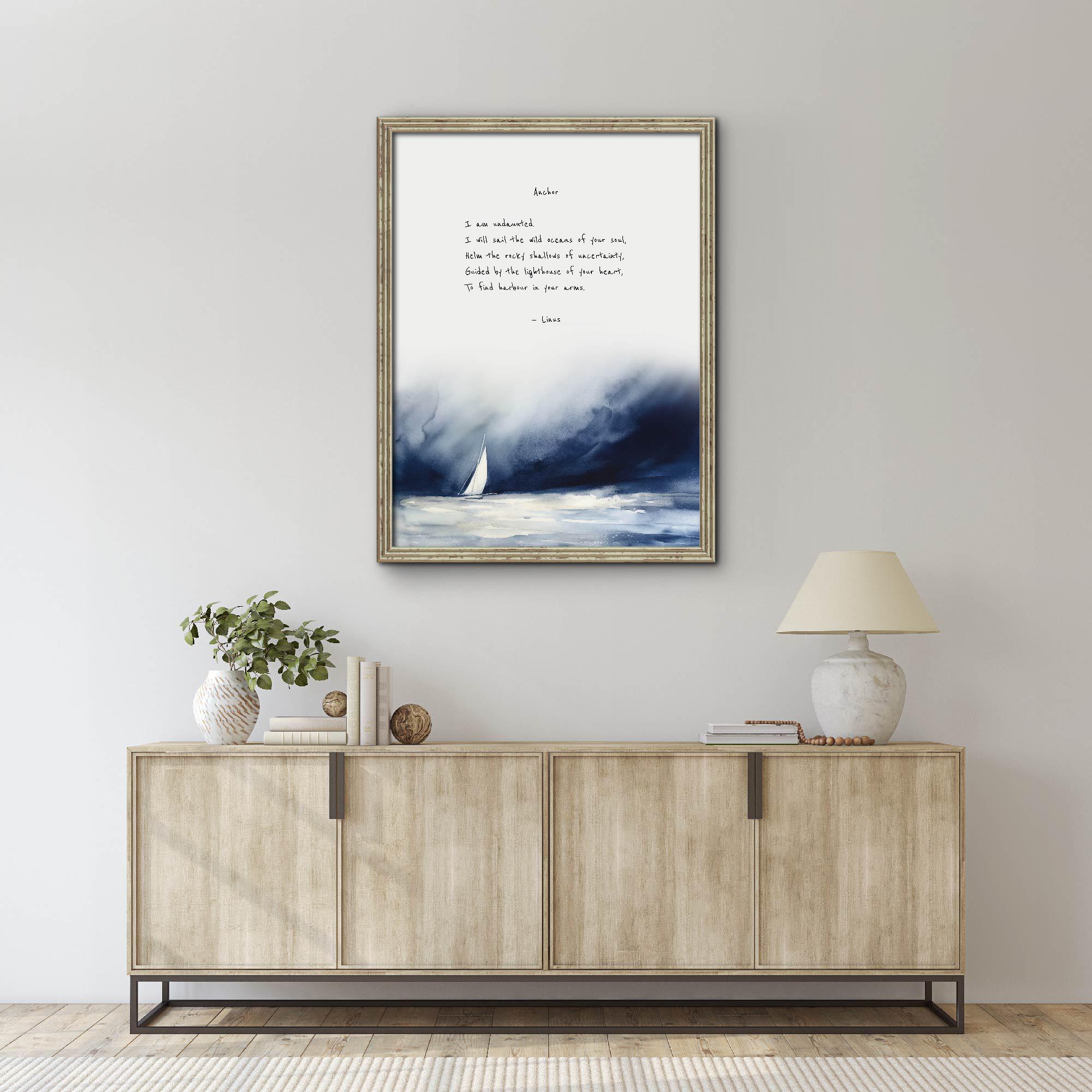 Ocean Sailing Poem Art Print: Inspirational Watercolor (digital ...