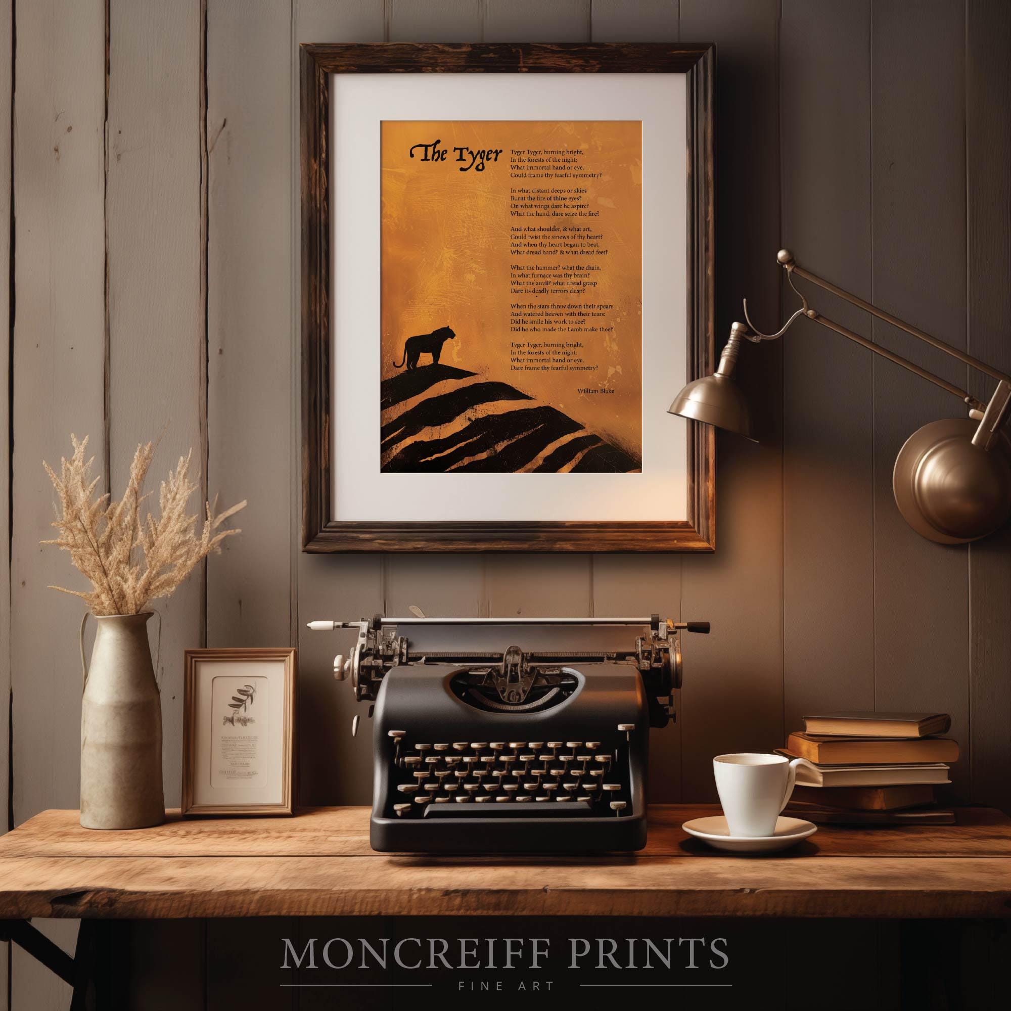 The Tyger Poem Print – William Blake Poetry Wall Art, Literary Quote ...