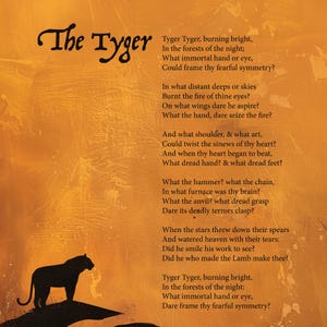 The Tyger Poem Print – William Blake Poetry Wall Art, Literary Quote ...